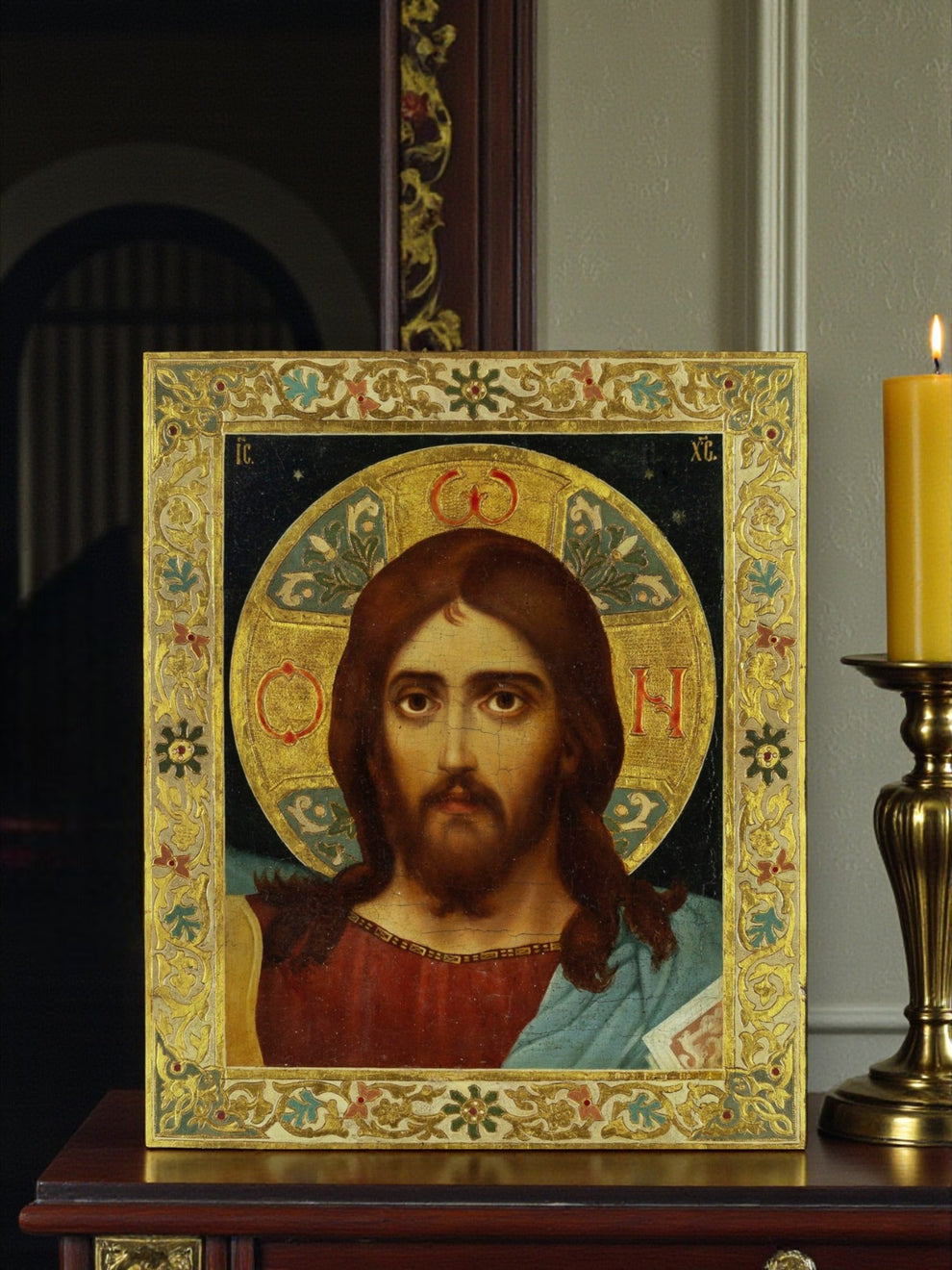 Lord Jesus Christ the Savior Pantocrator. Wooden orthodox icon ...