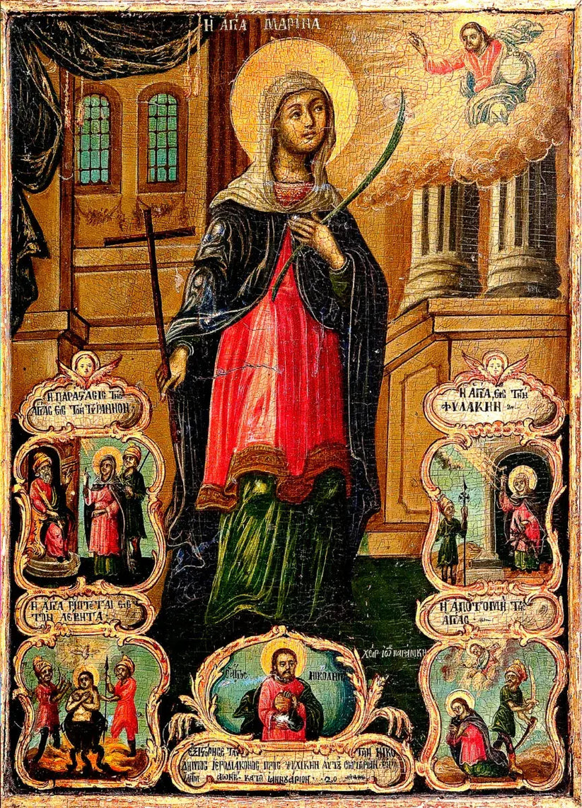 Holy Great Martyr Margaret of Antioch Icon with Life Scenes (Saint Mar ...