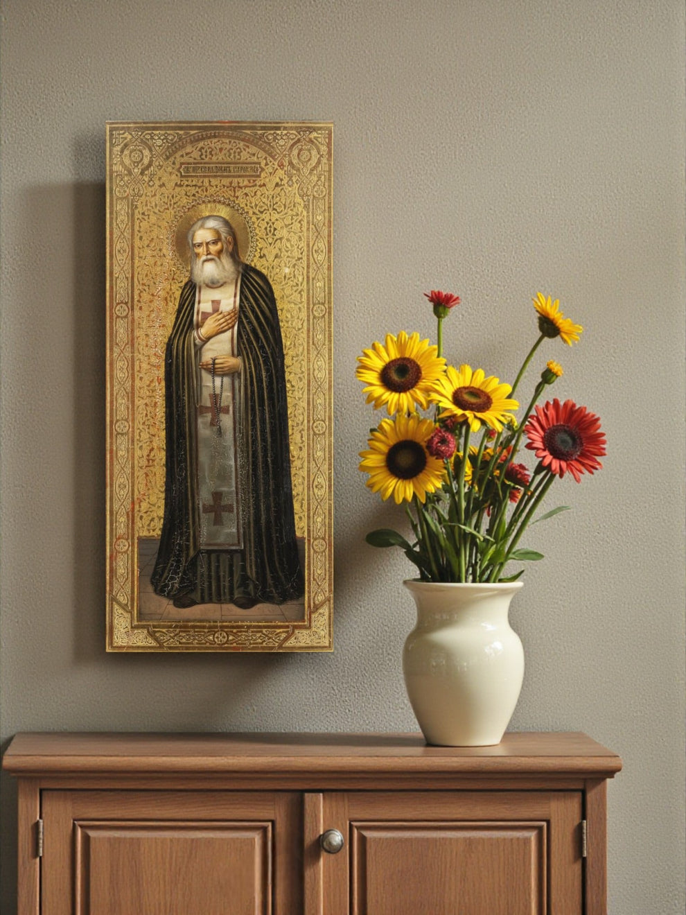 Saint Seraphim of Sarov Wonderworker Wooden orthodox icon ...