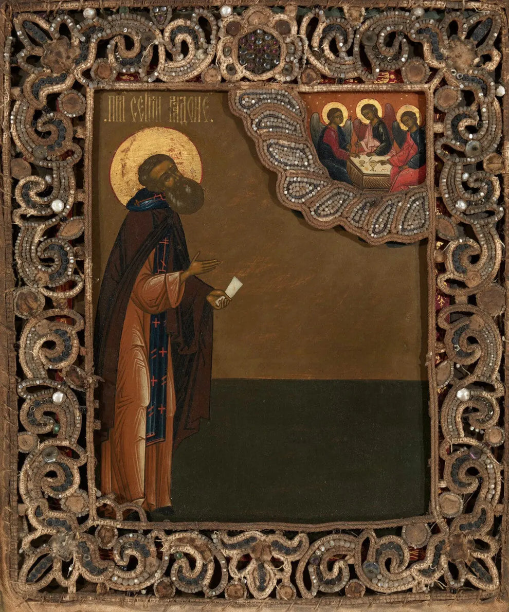 Saint Sergius of Radonezh. Wooden orthodox icon – iconsofsaints.com