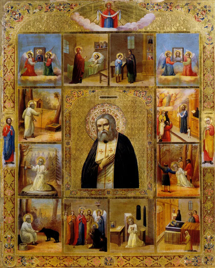 Saint Venerable Wonderworker Seraphim of Sarov, with Scenes from His L ...