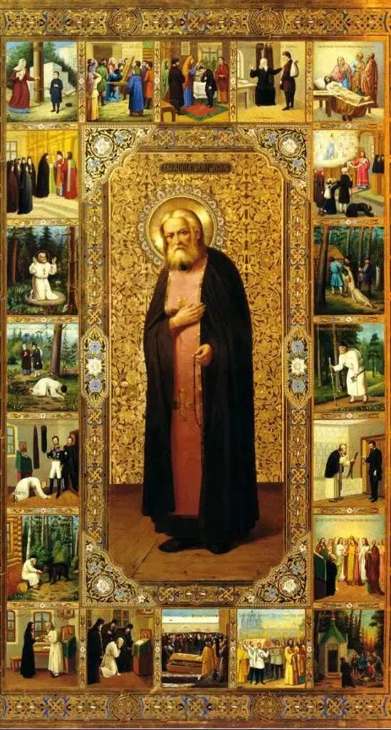 Saint Venerable Wonderworker Seraphim of Sarov, with Scenes from His L ...