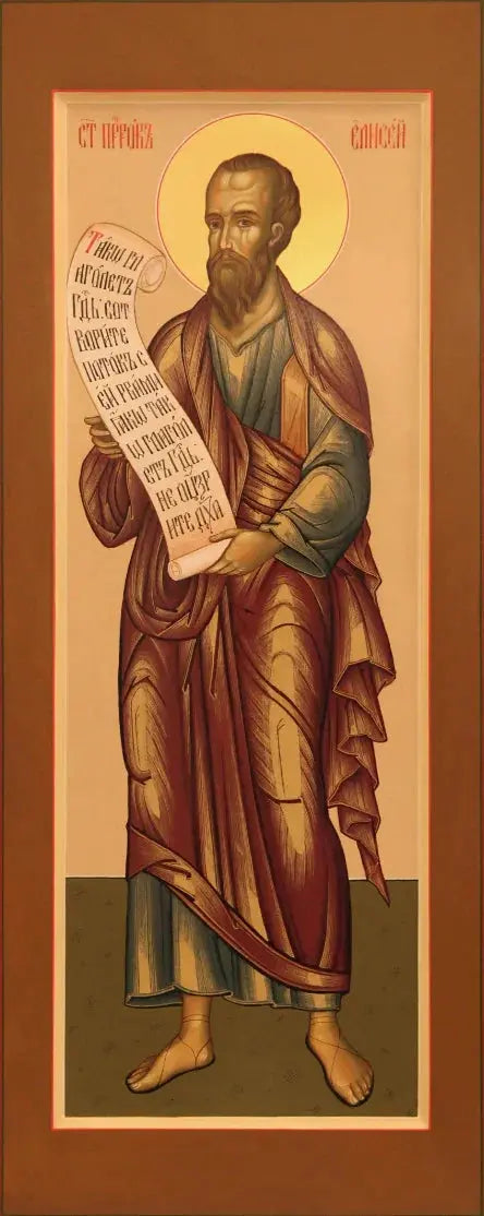 Holy Prophet Elisha. Wooden orthodox icon. - iconsofsaints.com