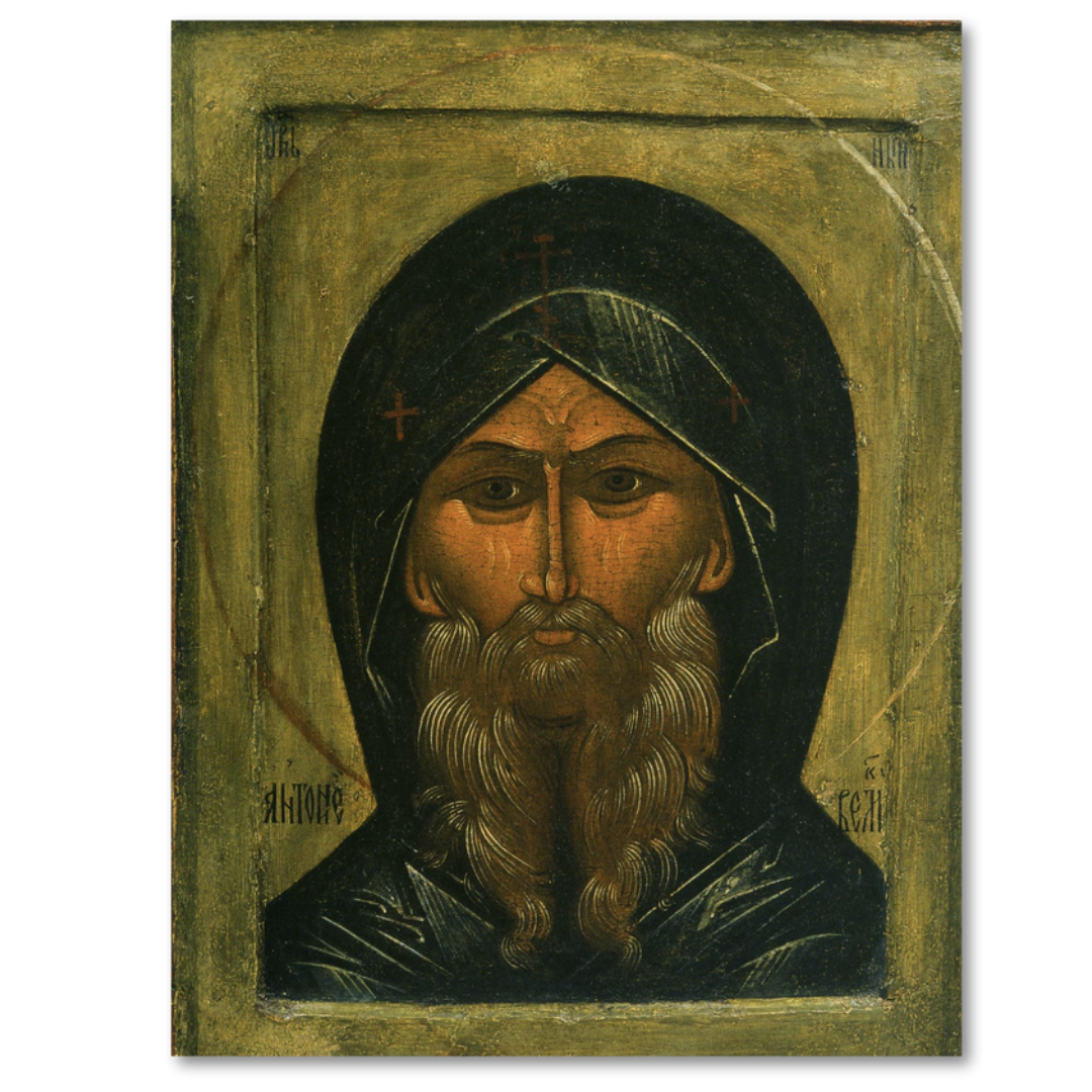 Saint Anthony the Great, Egyptian. Wooden orthodox icon – iconsofsaints.com