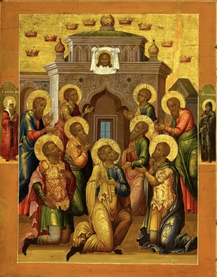 The Holy Nine Martyrs of Cyzicus. Wooden orthodox icon – iconsofsaints.com