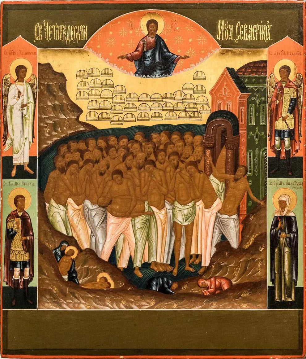 The Forty Martyrs of Sebaste. Wooden orthodox icon. – iconsofsaints.com
